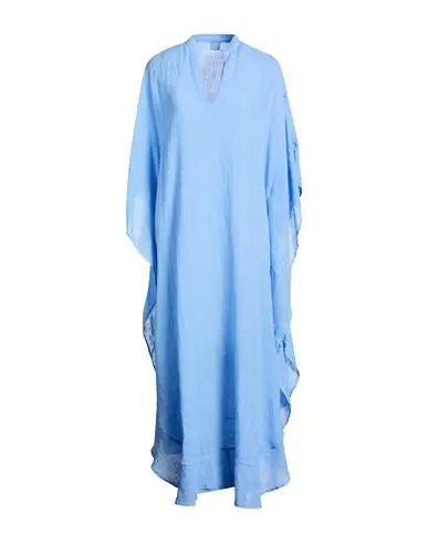 120% Lino Maxi Dress Sky Size Linen - Blue