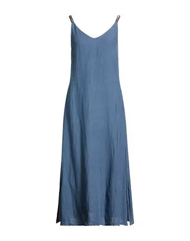 120% Lino Maxi Dress Slate Size Linen - Blue