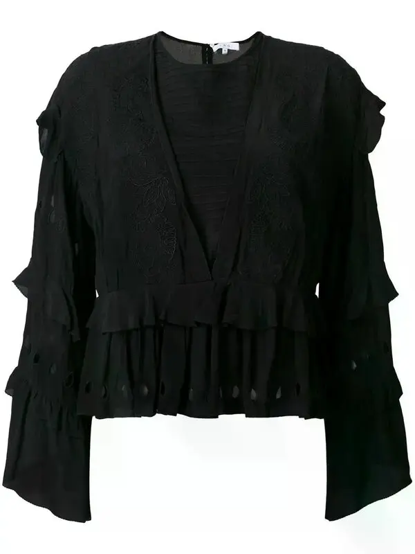 IRO PARIS Embroidered Ruffle Blouse