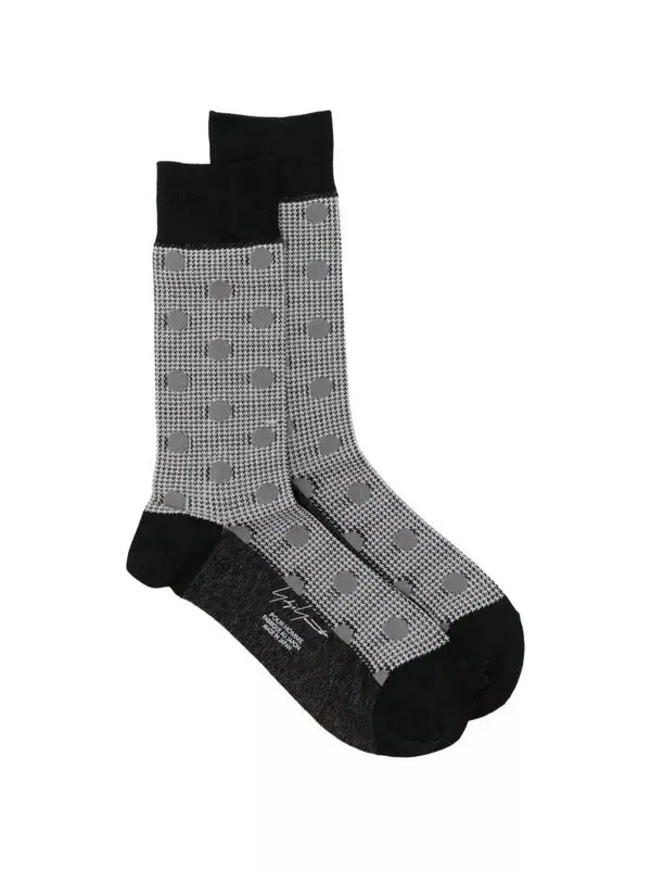Yohji Yamamoto Houndstooth Pattern Socks - Grey