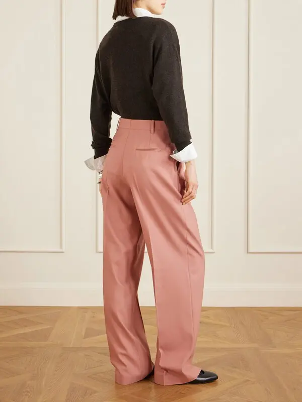 Another Tomorrow Net Sustain Pleated Wide-leg Pants
