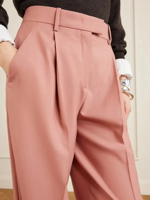 Another Tomorrow Net Sustain Pleated Wide-leg Pants