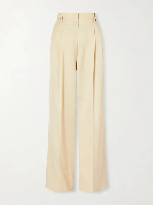 Another Tomorrow Pleated Twill Wide-leg Pants