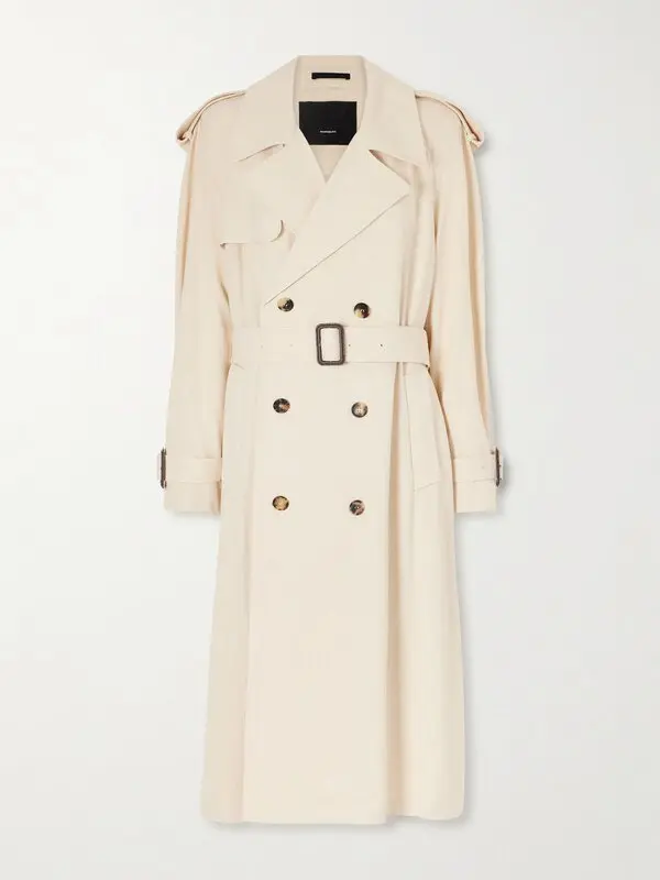 Wardrobe.NYC Double-breasted Belted Technical Shell Trench Coat