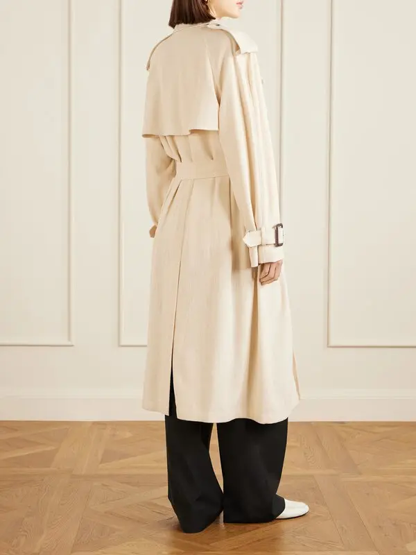 Wardrobe.NYC Double-breasted Belted Technical Shell Trench Coat