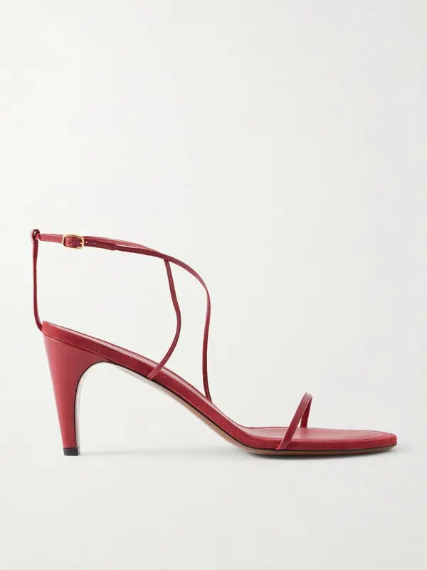 NEOUS Chamu Strappy Leather Sandals With Gold Tone Buckles - Red