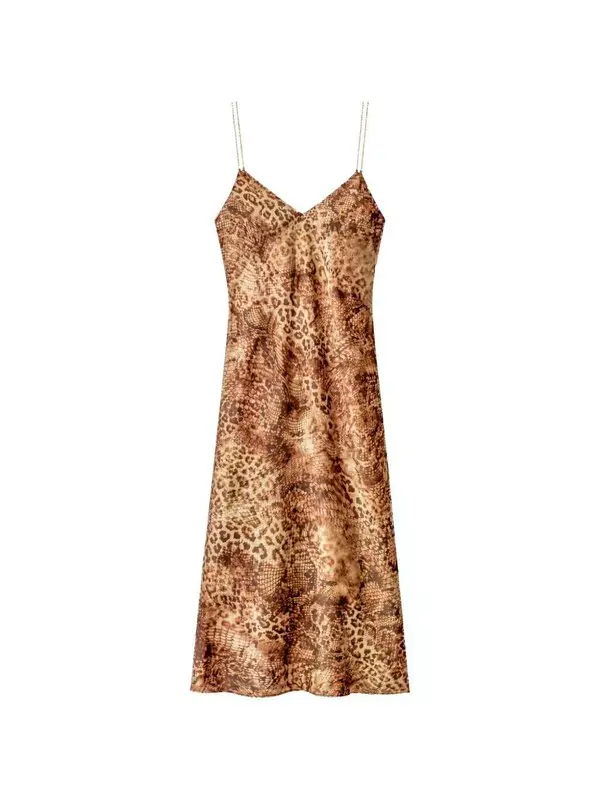 Ba&sh Animal-print V-neck Midi Dress - Brown