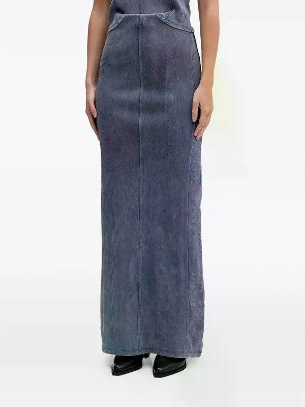 Hugo Nuspray Ribbed Maxi Skirt - Blue