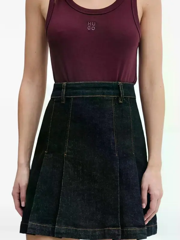 Hugo Gerelise Pleated Denim Mini Skirt