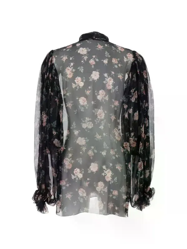 Dolce & Gabbana Floral Print Bow Blouse