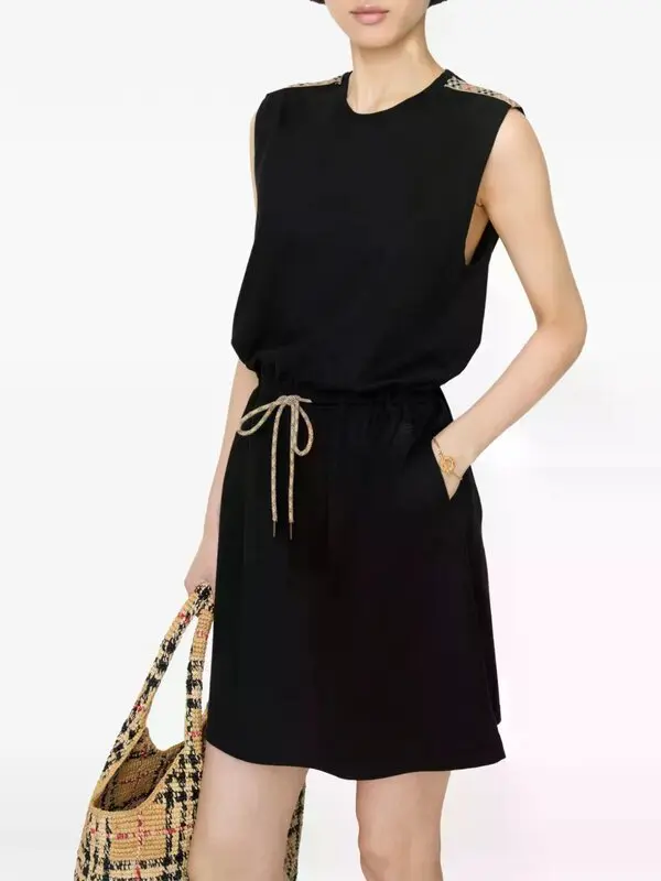 Burberry Check Trim Cotton Jersey Dress - Black