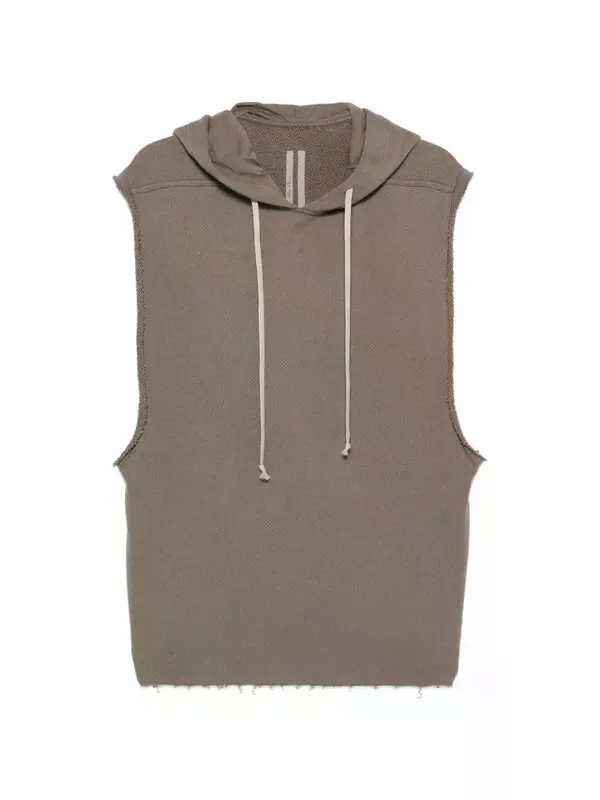 Rick Owens Frayed Hooded Vest - Grey