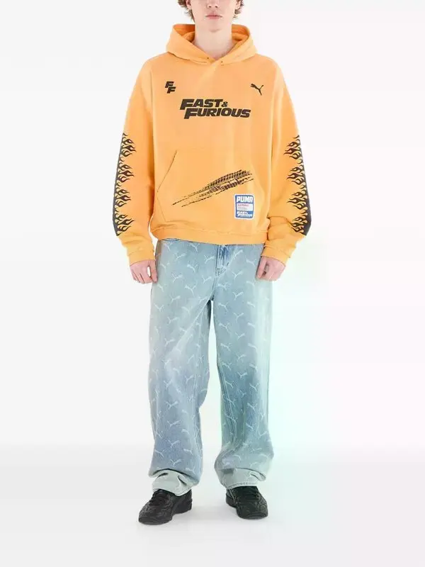 PUMA Graphic-print Hoodie - Orange