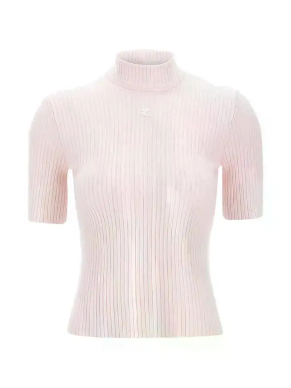 COURREGES Ribbed Knit T-shirt