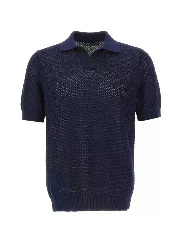 FILIPPO DE LAURENTIIS Textured V-neck T-shirt - Blue