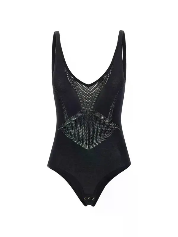 Elisabetta Franchi Openwork Geometric-details Bodysuit - Black
