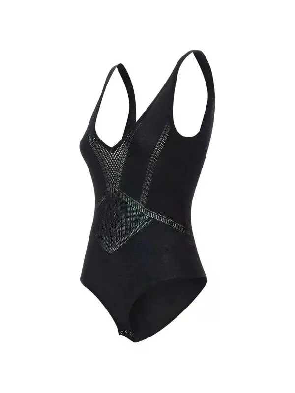 Elisabetta Franchi Openwork Geometric-details Bodysuit - Black