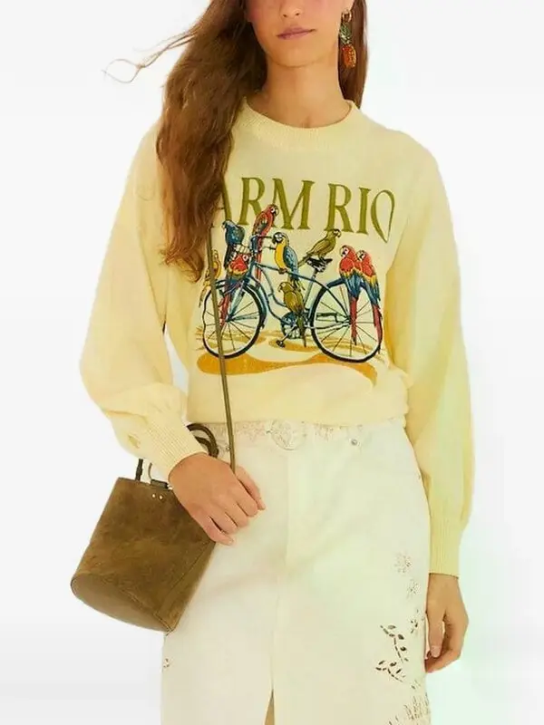Farm Rio Graphic Print Sweater - Yellow