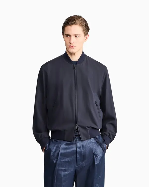 Giorgio Armani Cotton And Cupro Blouson - Navy Blue