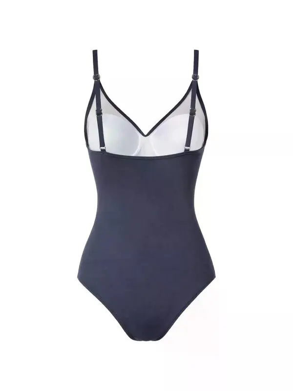 Michael Kors Logo V-neck One Piece Swimsuit - Blue