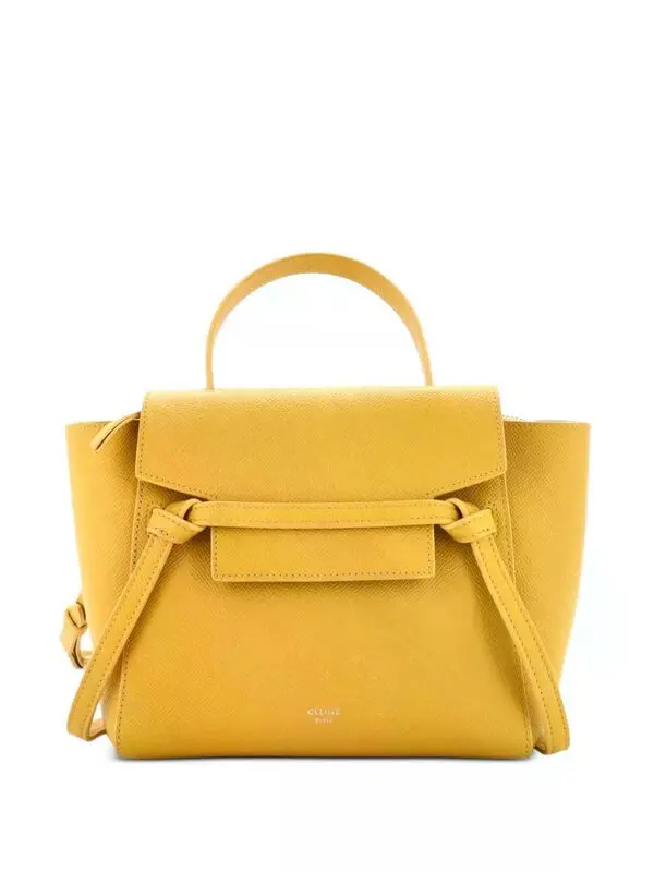 Celine Belt Bag Textured Leather Nano Shoulder Bag - Yellow