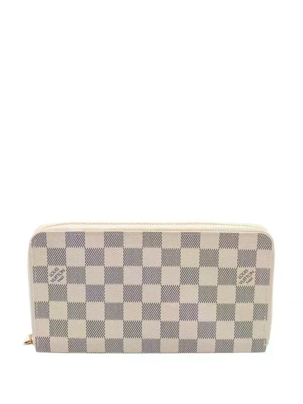 LOUIS VUITTON 2007 Damier Azur Zippy Wallet Long Wallets - White