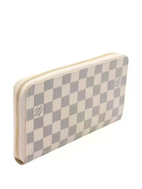 LOUIS VUITTON 2007 Damier Azur Zippy Wallet Long Wallets - White