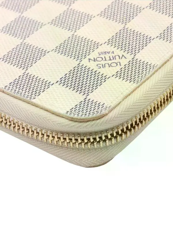 LOUIS VUITTON 2007 Damier Azur Zippy Wallet Long Wallets - White
