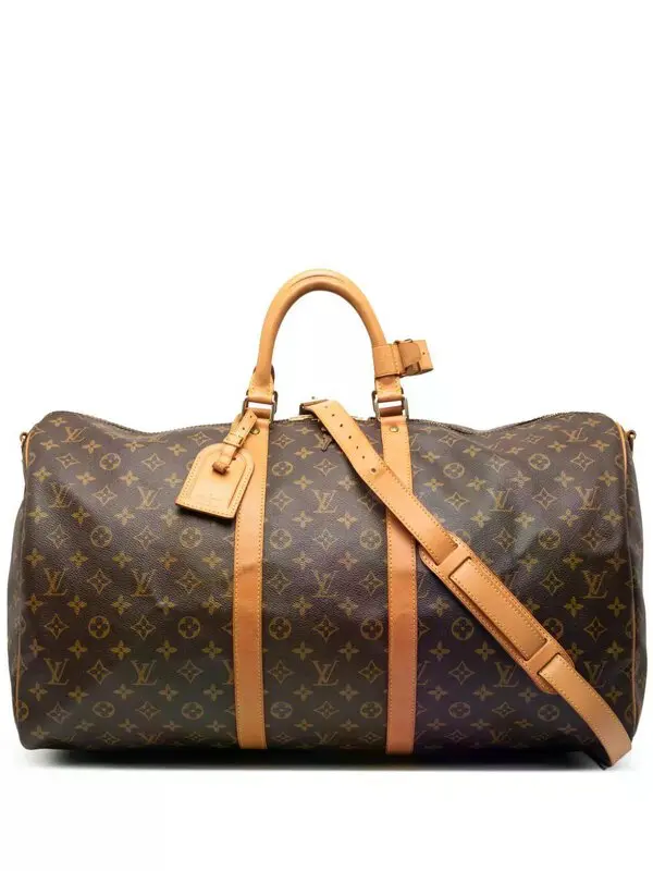 LOUIS VUITTON 1996 Monogram Keepall Bandouliere 55 Travel Bag - Brown