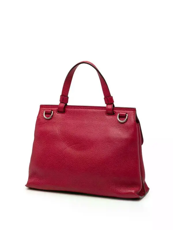 Gucci 2000-2015 Medium Leather Bamboo Daily Satchel - Red