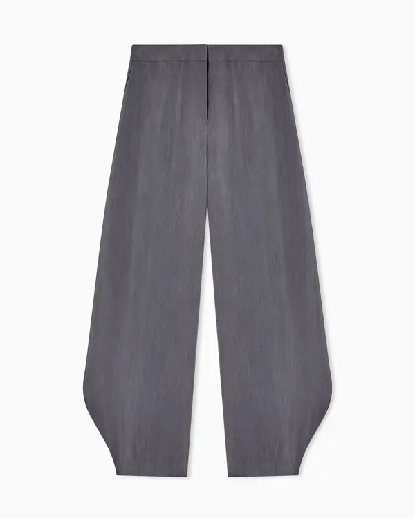 Giorgio Armani Washed Silk Trousers With Rounded Hem - Grey