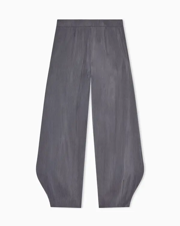 Giorgio Armani Washed Silk Trousers With Rounded Hem - Grey