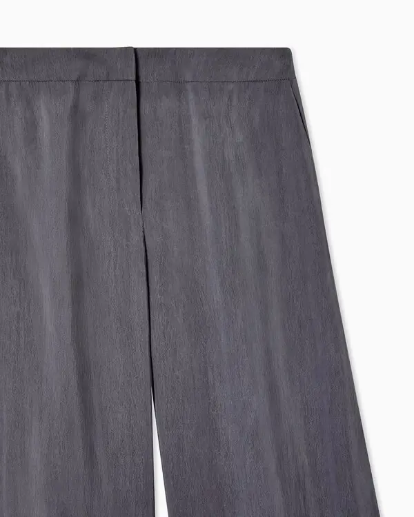 Giorgio Armani Washed Silk Trousers With Rounded Hem - Grey