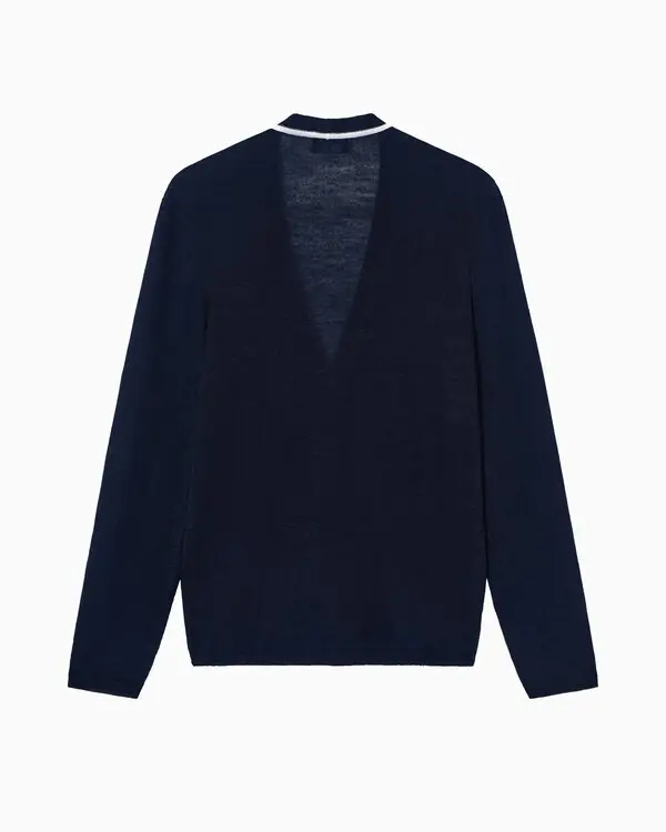 Giorgio Armani Linen And Silk Cardigan - Navy Blue