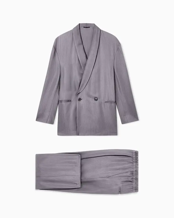 Giorgio Armani Cupro Chevron Double-breasted Suit