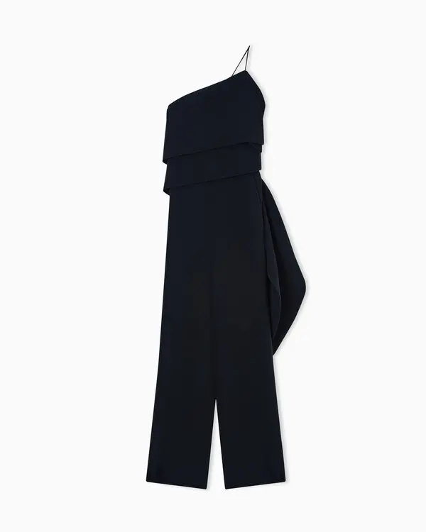 Giorgio Armani One-shoulder Silk Cady Jumpsuit - Black