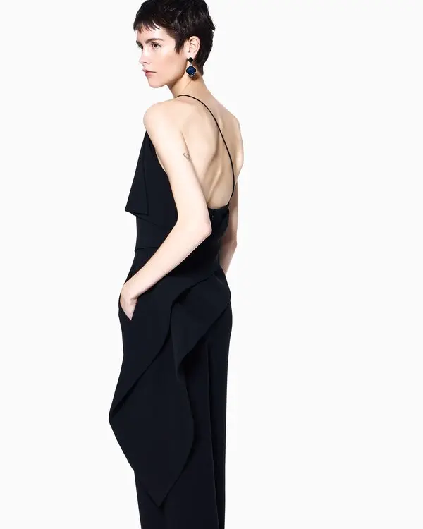 Giorgio Armani One-shoulder Silk Cady Jumpsuit