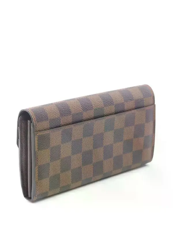 LOUIS VUITTON 2016 Damier Ebene Sarah Wallet Long Wallets