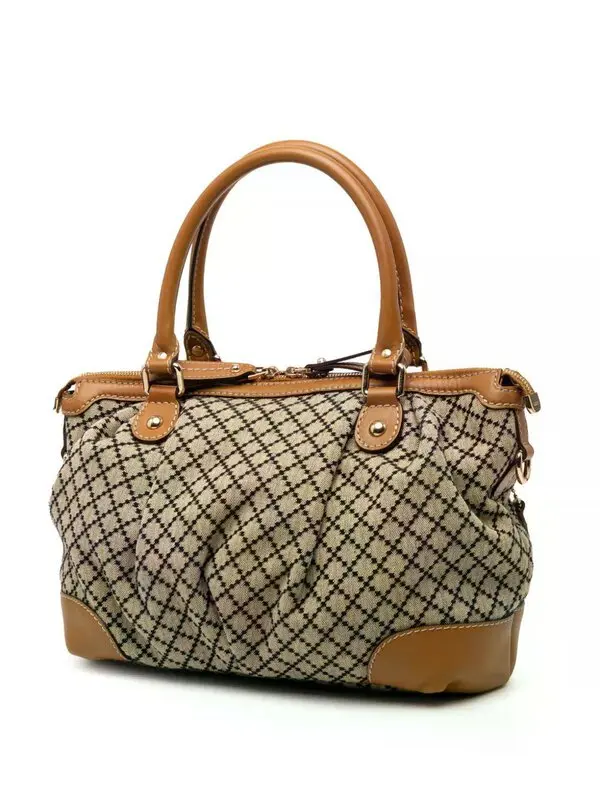 Gucci Diamante Canvas Sukey Satchel - Brown