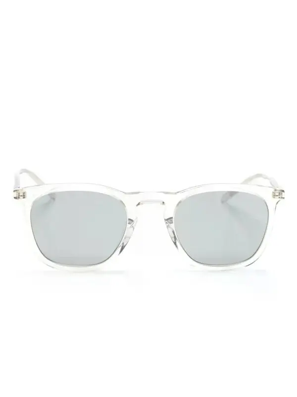 Saint Laurent Logo-engraved Square-frame Sunglasses - Neutrals