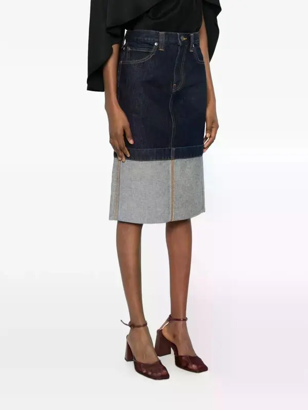 Khaite Kilian Two-tone Denim Midi Skirt - Blue