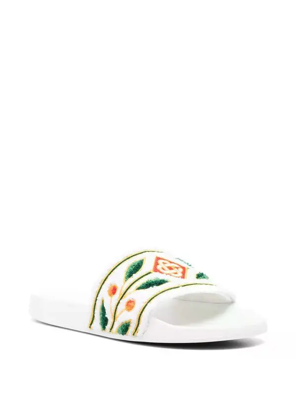 Casablanca Floral-embroidered Slides
