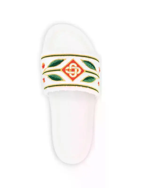 Casablanca Floral-embroidered Slides