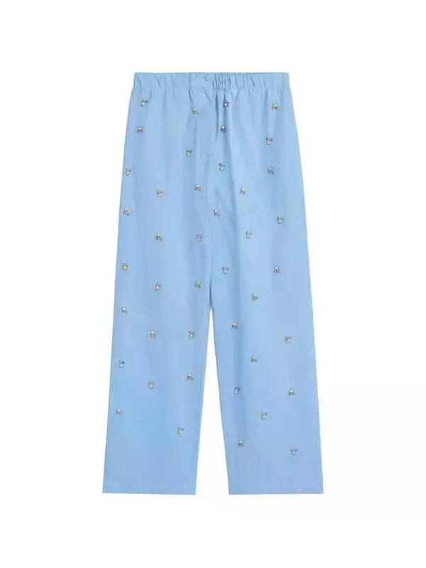A PAPER KID Embellished Popeline Trousers - Blue