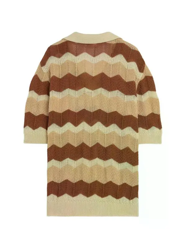 A PAPER KID Chevron Knit Polo Shirt - Neutrals