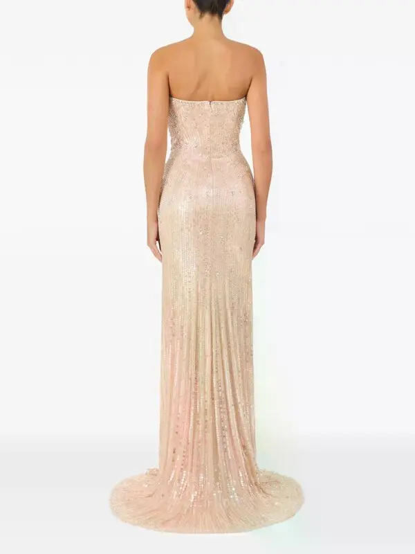 Jenny Packham Topaz Sequin-embellished Strapless Maxi Dress - Neutrals