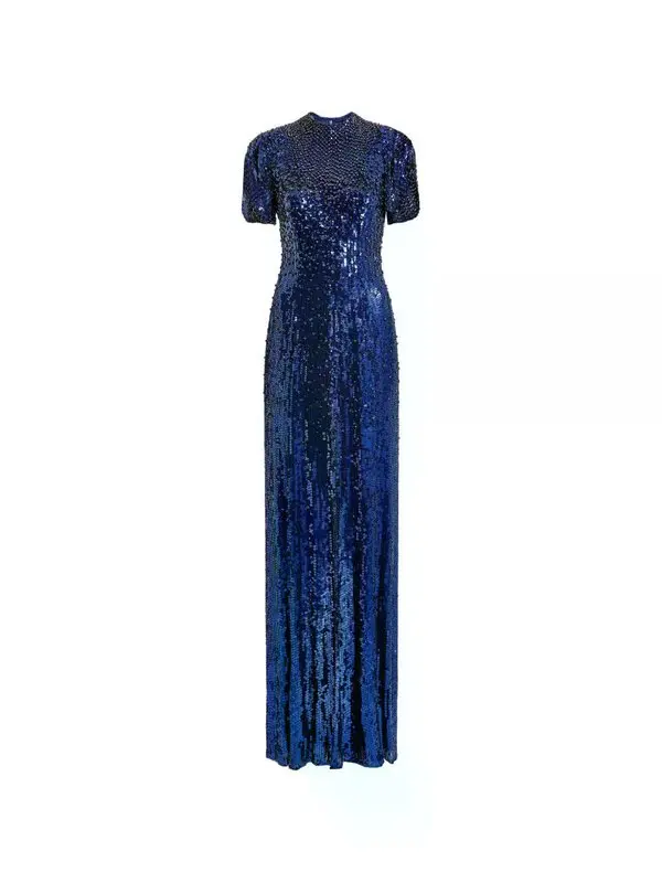 Jenny Packham Jourdain Sequin-embellished Maxi Dress - Blue