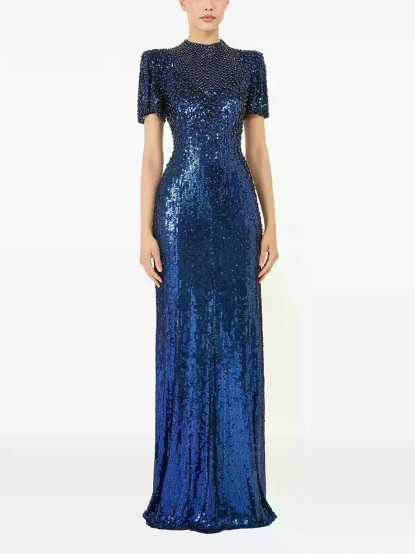 Jenny Packham Jourdain Sequin-embellished Maxi Dress - Blue