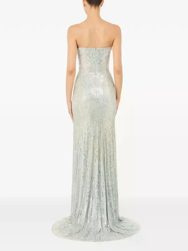Jenny Packham Sequin-embellished Strapless Maxi Dress - Silver