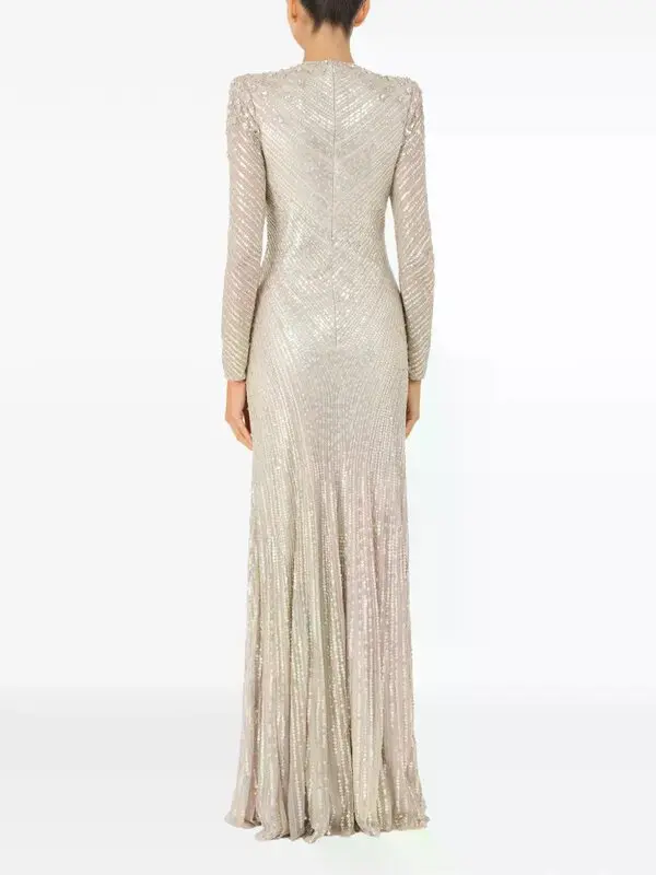 Jenny Packham Eve Sequin-embellished V-neck Dress - Silver